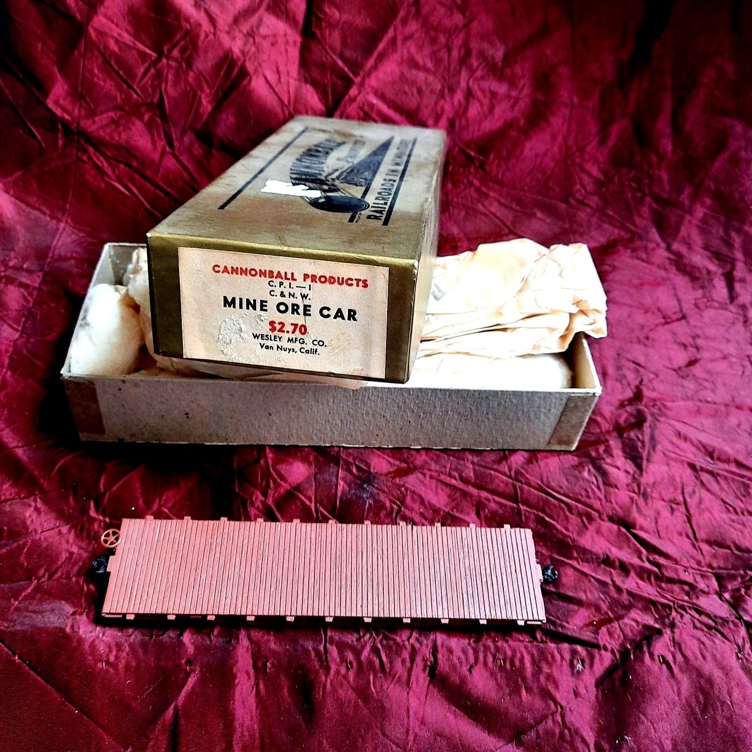 Vintage 1940s Cannonball Wesley Toy Train Flat Bed Mine Ore Car Painted ...