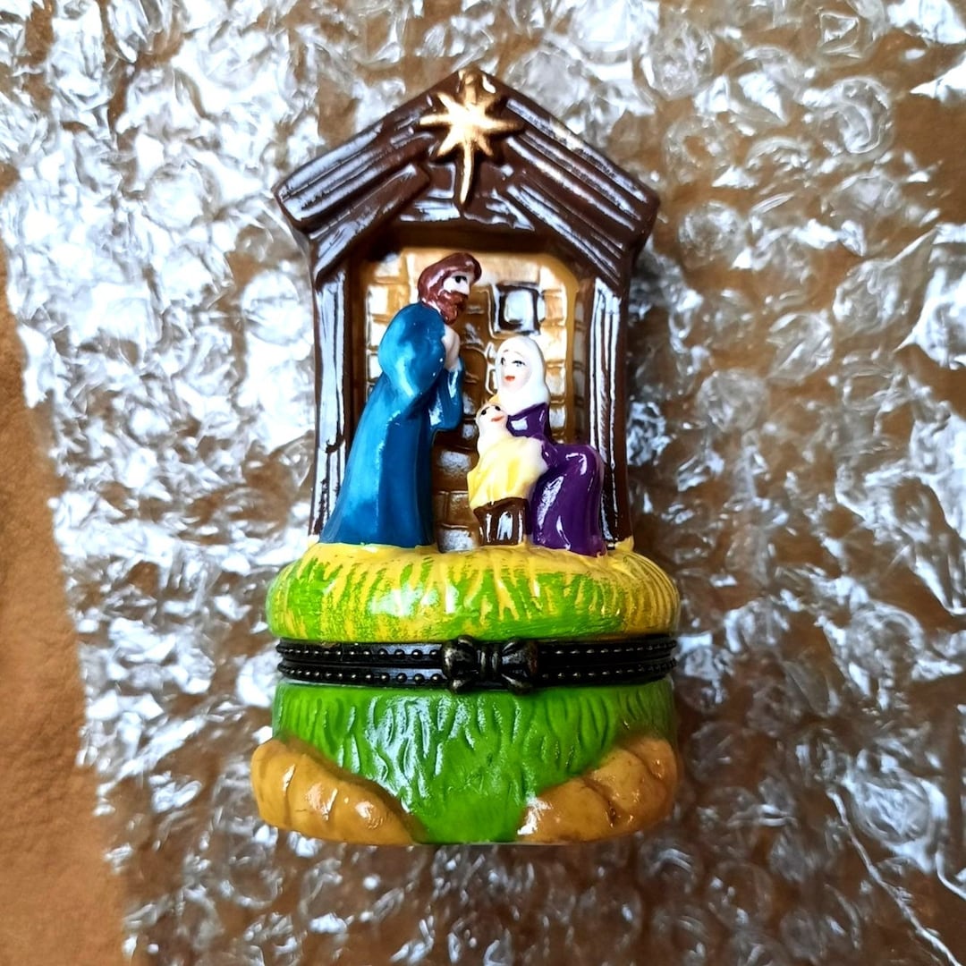 Vintage Trinity Broadcasting Network Nativity Scene Porcelain Trinket ...