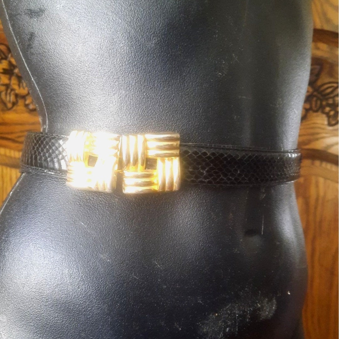 Echo Club 7 Vintage S Snake Skin Black Belt 1980s Adjustable - Etsy