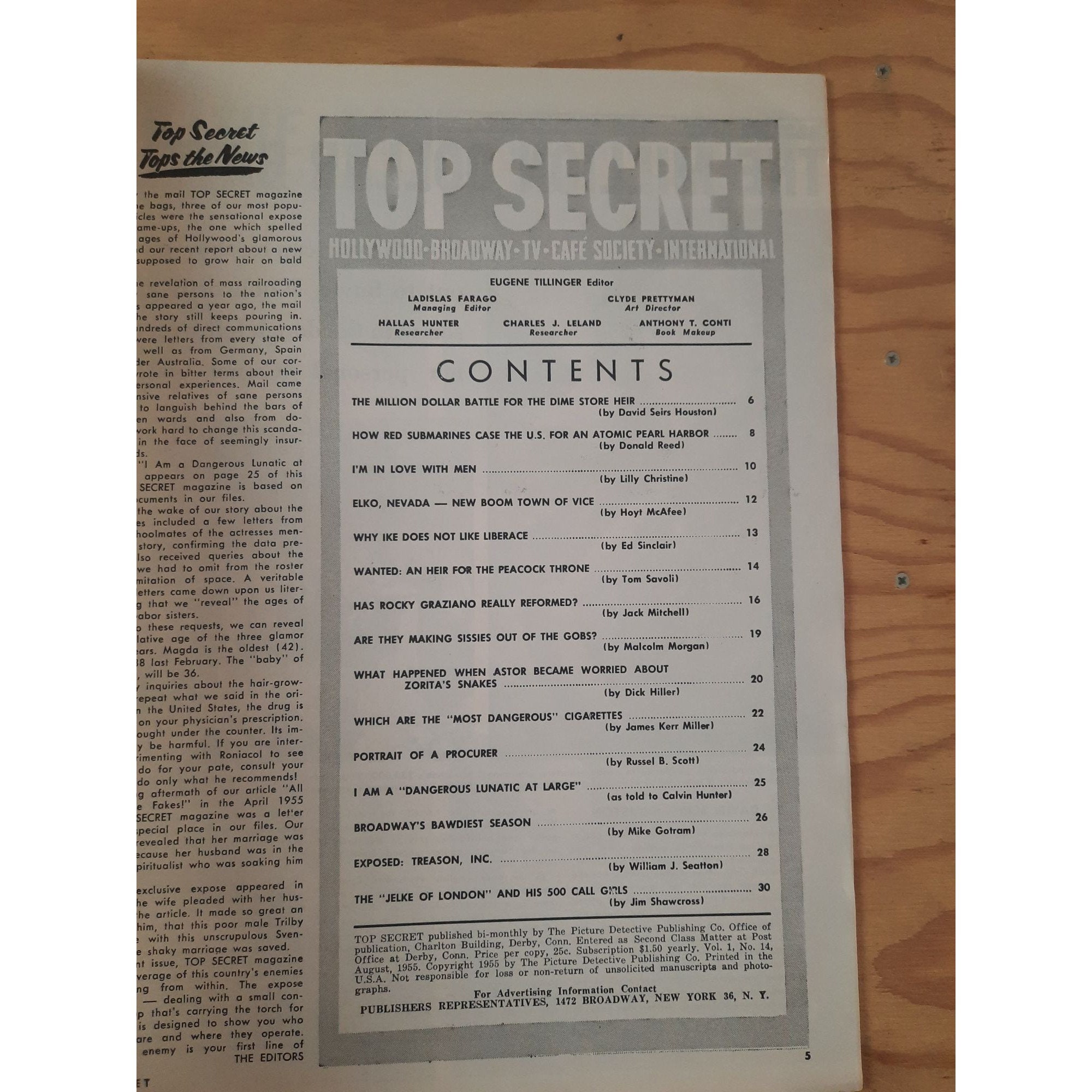 Vintage Top Secret Magazine Liberace Original Publication Vol 1 No 14 ...