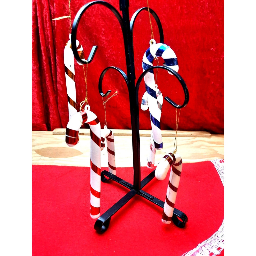 Vintage Blow Mold Candy Cane Ornaments Vintage Metallic Foil Wrapped 6 ...