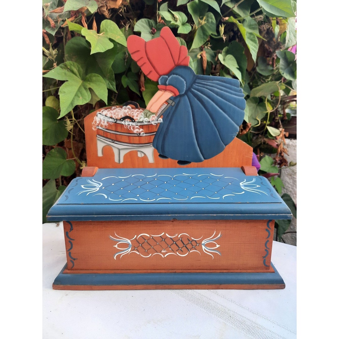 Vintage Amish Tole Painted Wooden Box Handmade Amish Girl Dryer Sheet ...