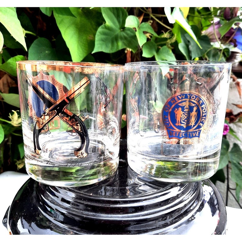 Vintage Barware NYPD Detective Shield Harper's Ferry 1776 Antique Gun ...