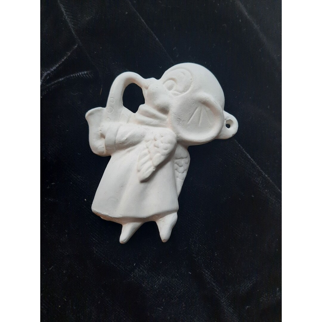 Vintage Ceramic White Bisque Angel Mouse Playing Saxophone Ornament ...