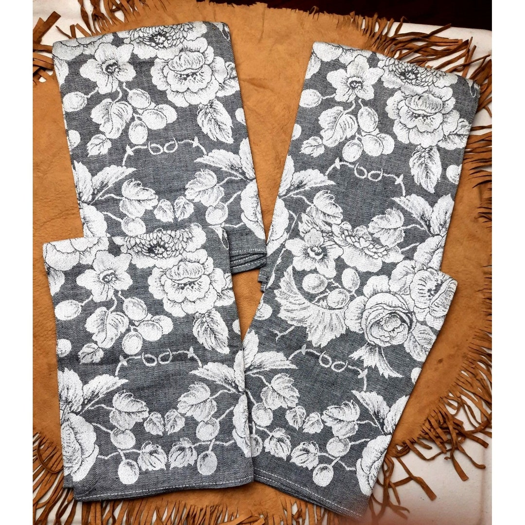 Vintage Crate & Barrel Jacquard Napkin Set Botanical English Cabbage ...