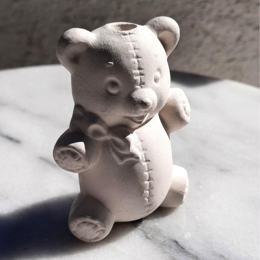 Vintage Ceramic Teddy Bear Figurine White Bisque Ready to Paint ...