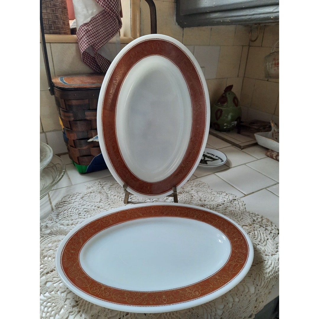 Pyrex Tableware Milk Glass Restaurant Plates No 793-40 A Oval Platter ...