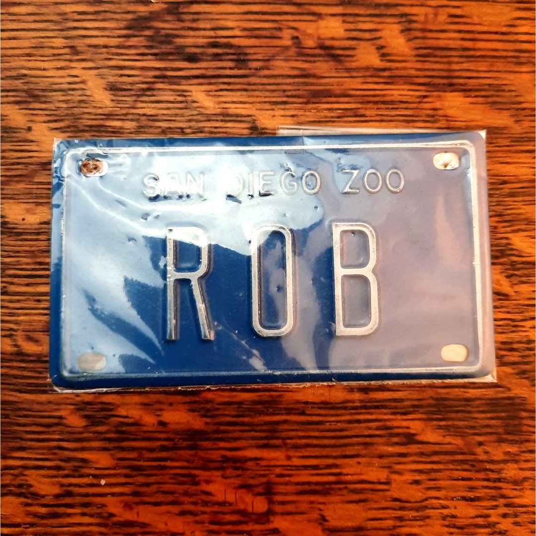 Vintage Bicycle License Plate Blue and White Personalized San Diego Zoo ...