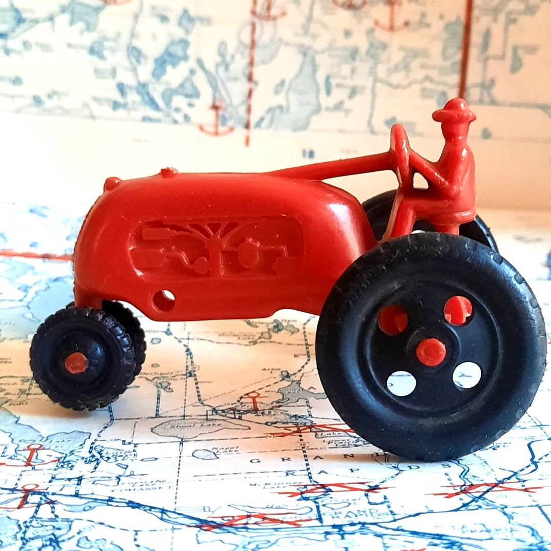 Vintage Louis Marx Blow Mold Red Plastic Tractor From Farm Play Set ...