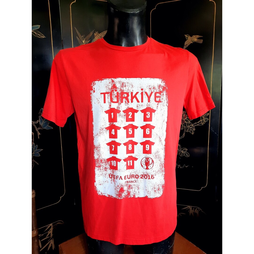 2016 UEFA EURO 2016 France Turkiye Mens Soccer T-shirt Large Red Officially Licensed - Etsy