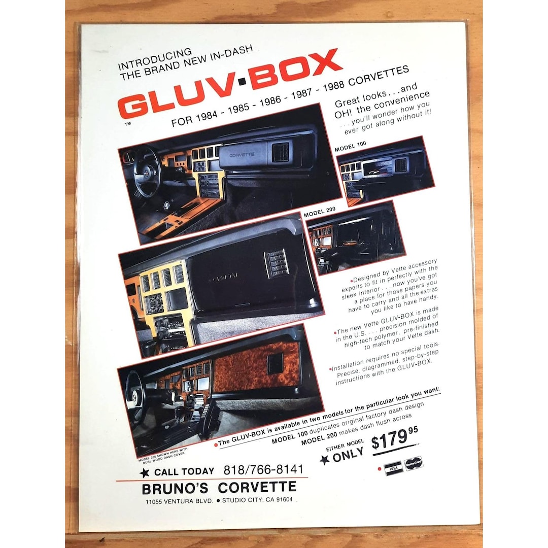 Vintage Gluv-box Brochure Advertisement Bruno's Corvette 1980s Corvette ...