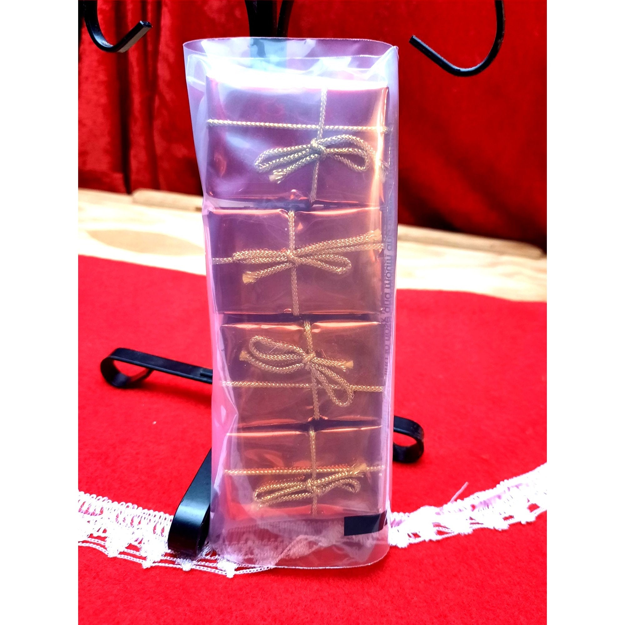 Vintage Red Metallic Foil Miniature Wrapped Presents 4 Pc Set Christmas ...