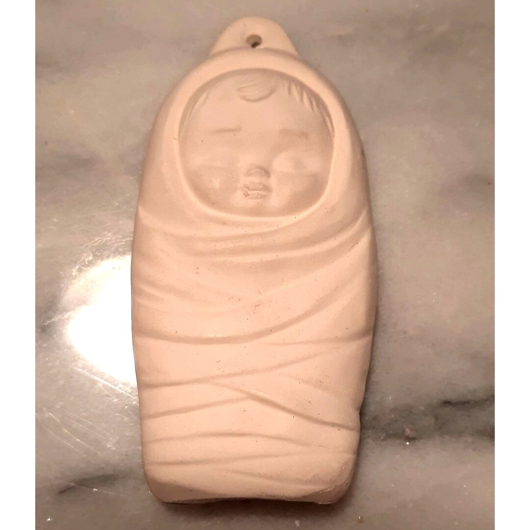 Vintage Ceramic Bay Jesus Nativity Ornament White Bisque Ready to Paint ...