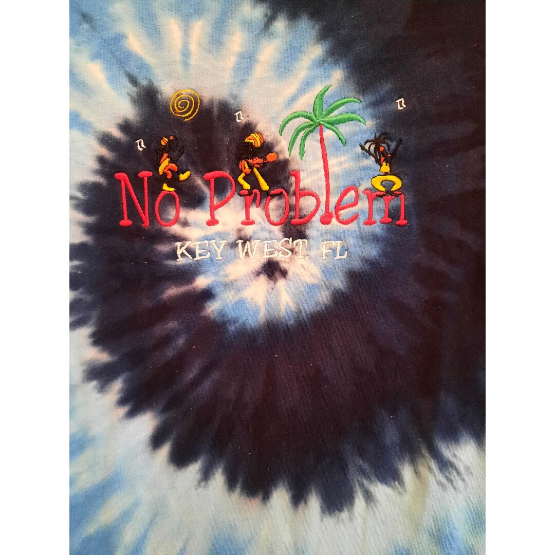 Vintage 1990s Key West Florida No Problem Tie-dyed Embroidered Rasta ...