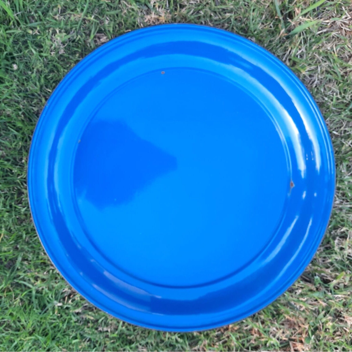 Vintage XL Blue Tin Enamelware Chop Plate Platter 1950s 18" - Etsy