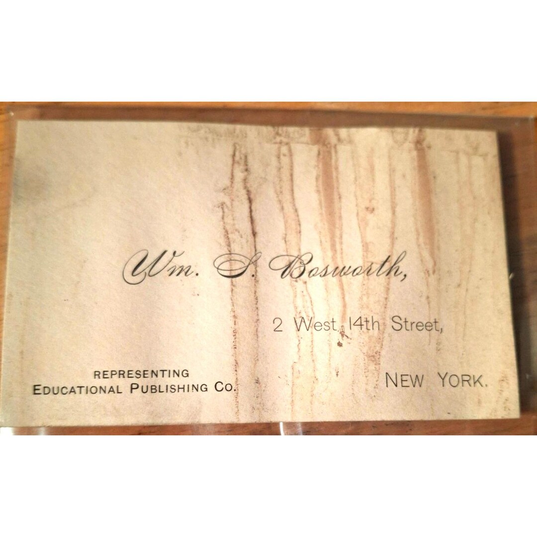Victorian Era Business Card William S Bosworth Educational Publishing ...