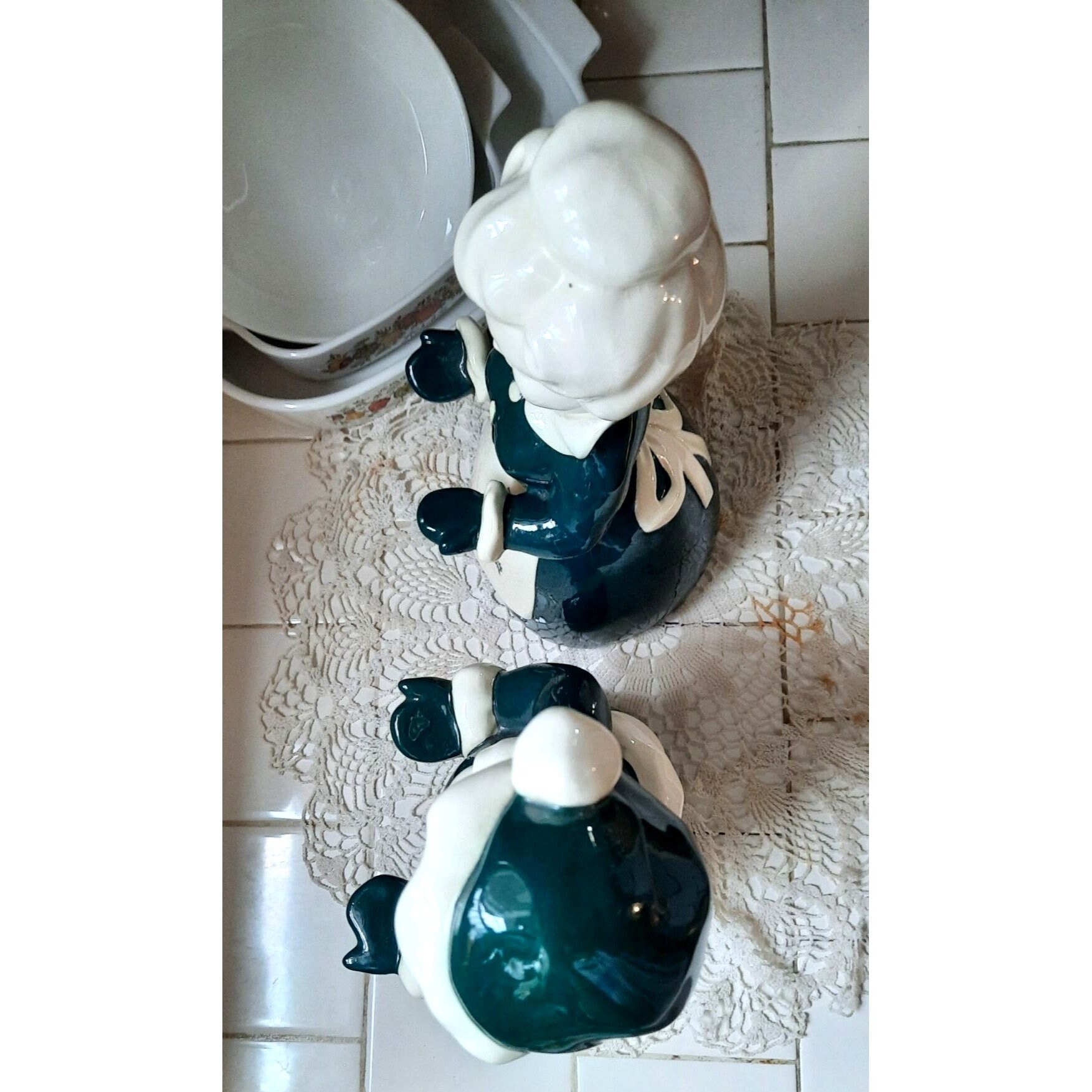 Vintage Kitsch Santa Claus and Mrs Claus Ceramic Figurine Holders 1965 ...