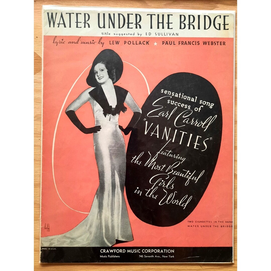 1934 Original Sheet Music Water Under the Bridge by Lew Pollack & Paul ...