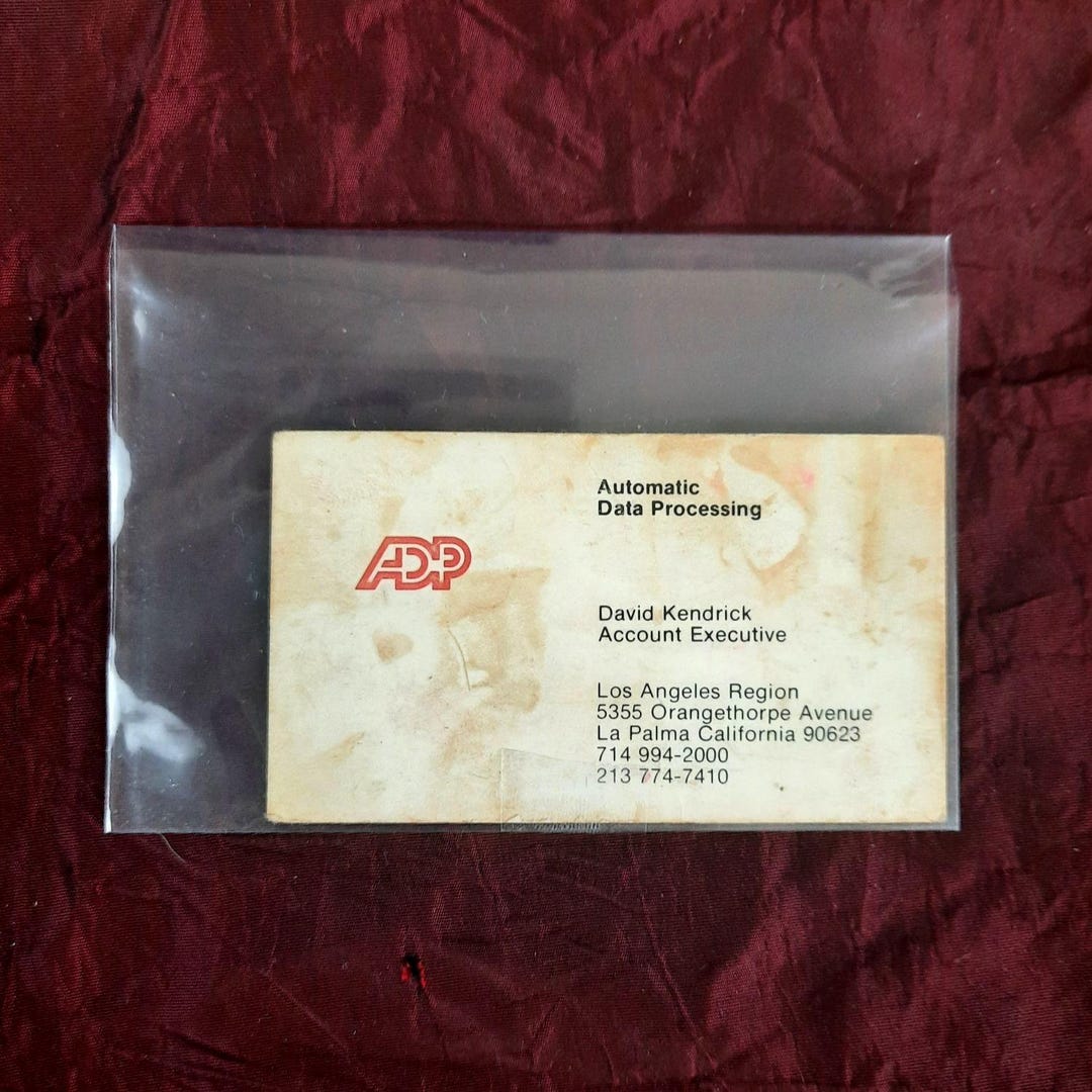 Vintage Business Card David Kendrick ADP Account Executive Los Angeles ...