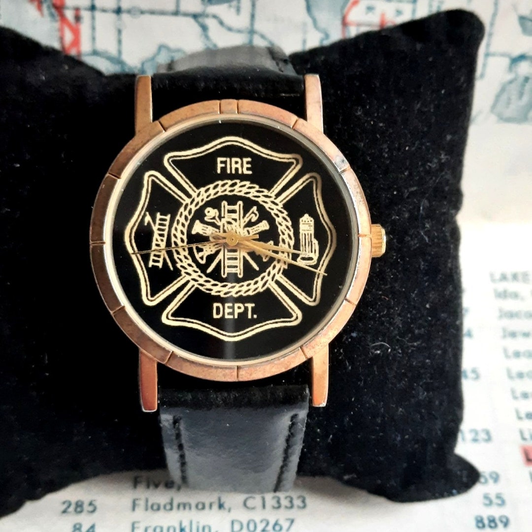 Vintage Firefighter Watch Stretch Band New Battery Mens Watch 1990s ...