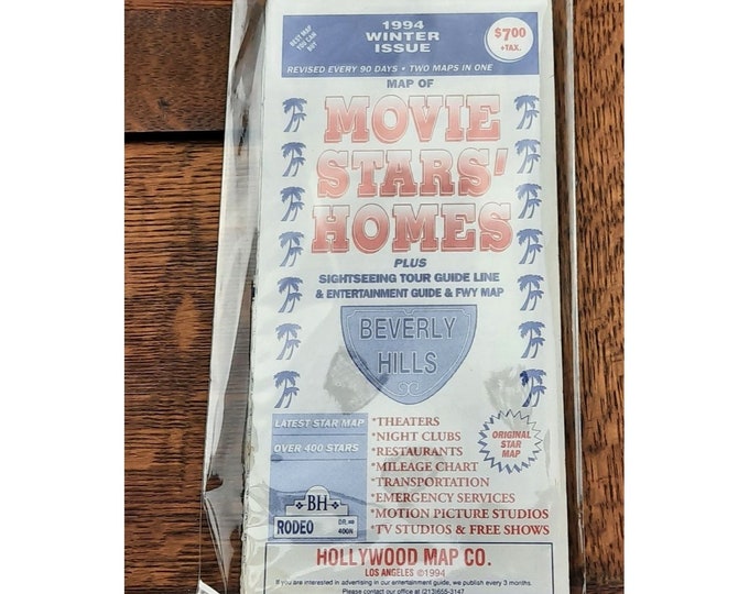 Vintage Hollywood Map Co. Map of Movie Stars' Homes Beverly Hills 1994 Winter Issue - Etsy