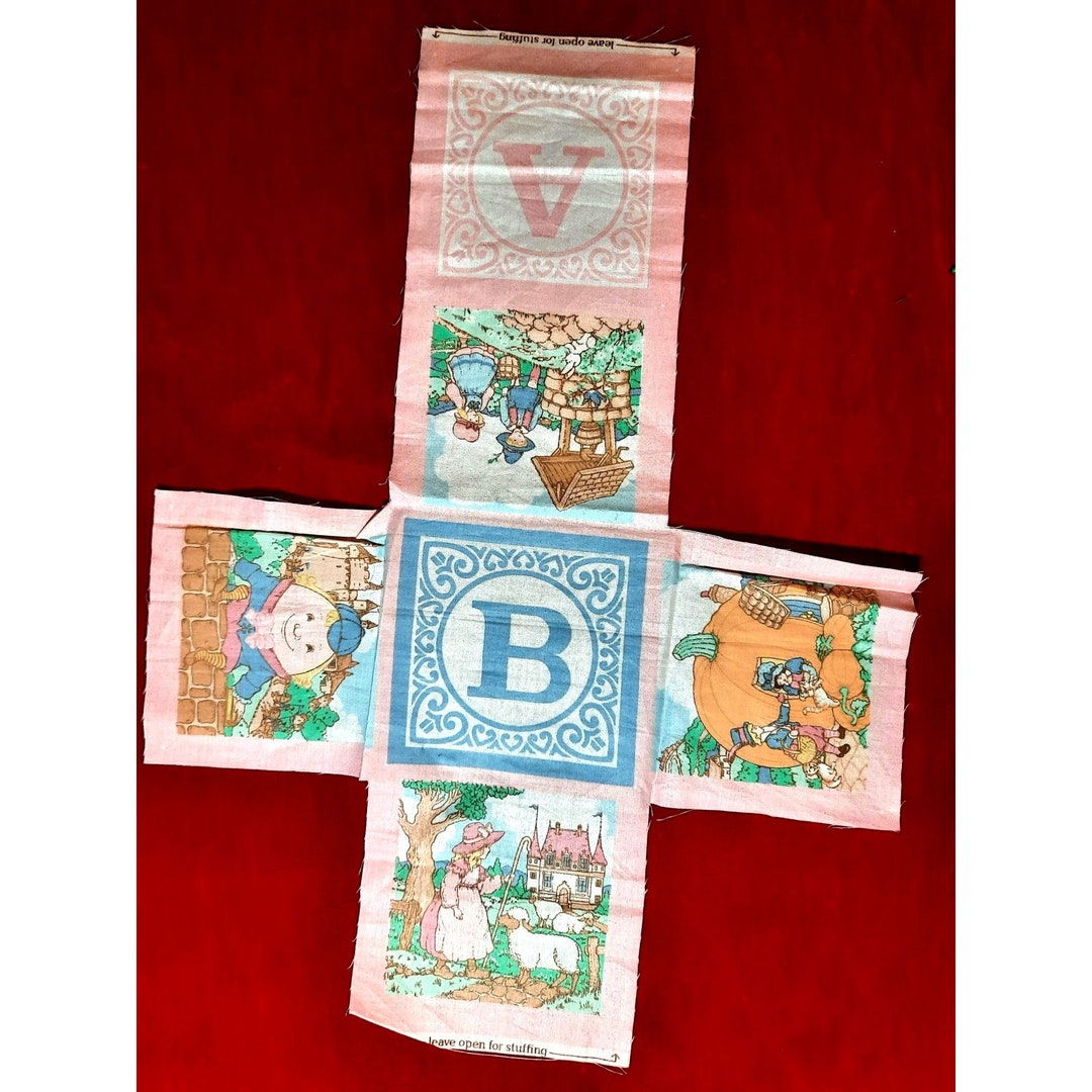 Vintage Soft Cube Nursery Rhymes Alphabet Cube Pre-cut Project Sewing ...