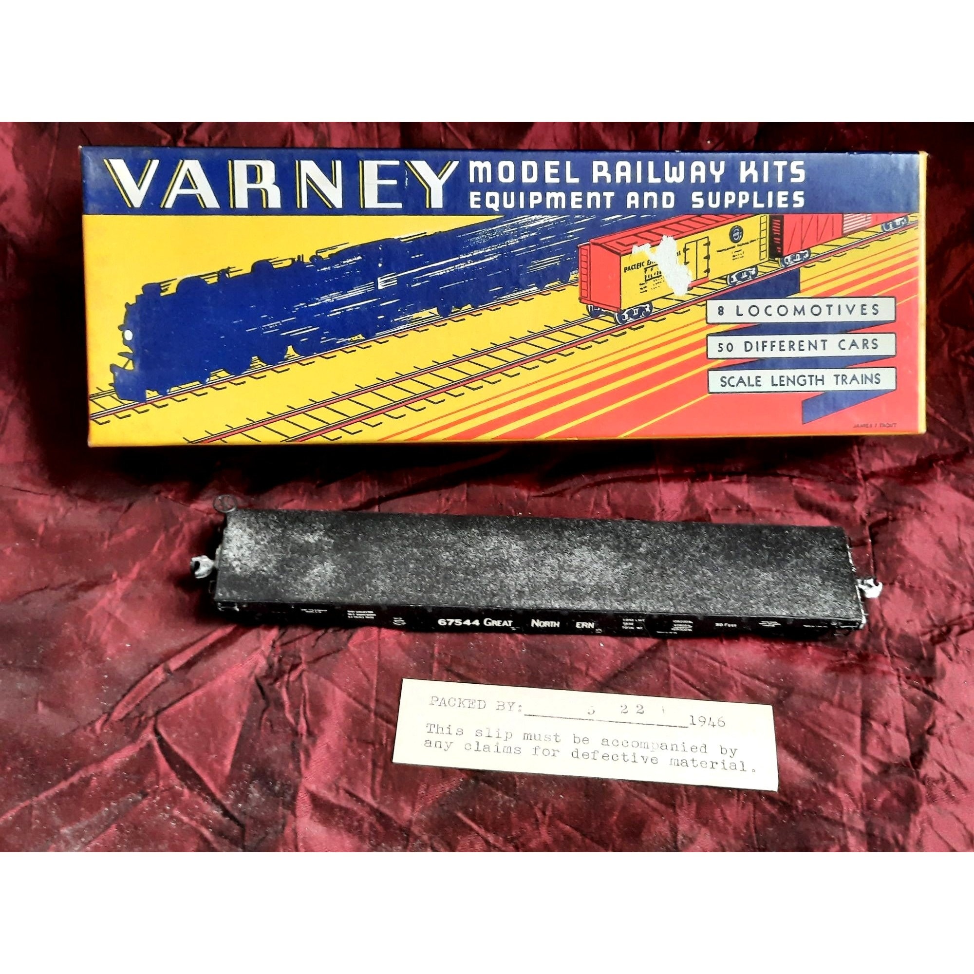 Vintage 1946 Varney Toy Train Flatcar Great Northern 50' F-5 HO Gauge ...