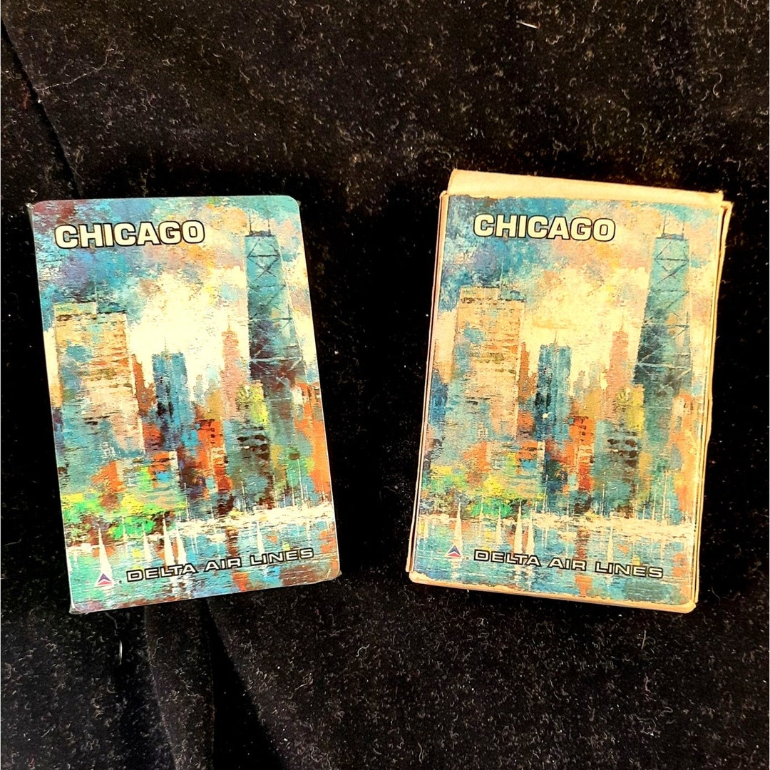Vintage Playing Cards Jack Laycox Chicago Delta Airlines Watercolor ...