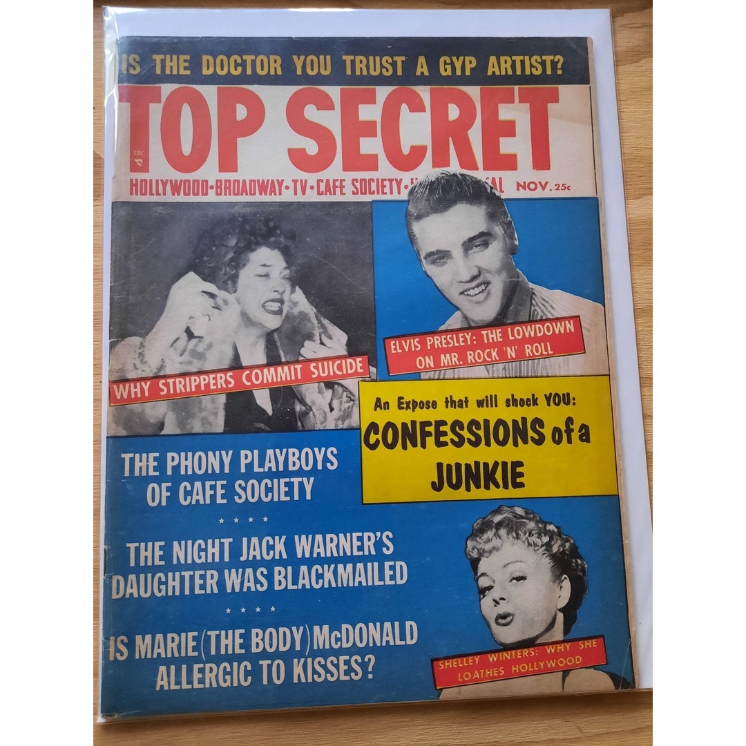Vintage Top Secret Magazine Elvis Presley Shelley Winters - Etsy