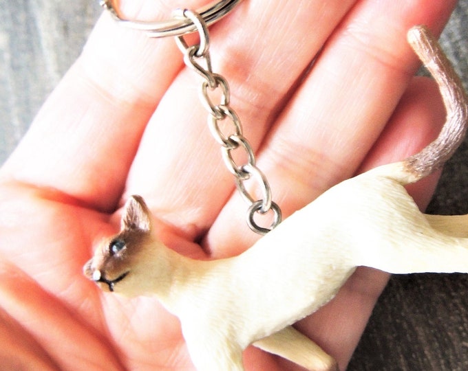 CAT KEYCHAIN Key Chain SIAMESE Cat Key Ring Key Fob Animal - Etsy