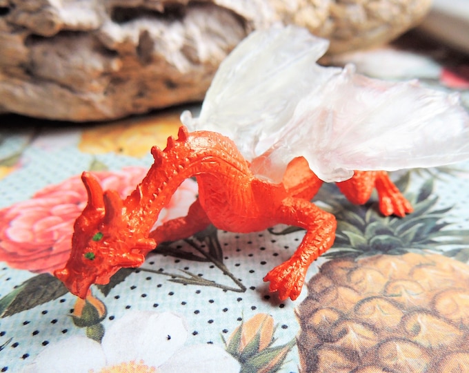 MINIATURE FIRE DRAGON Orange Dragon Figurine Figure Terrarium Fairy ...