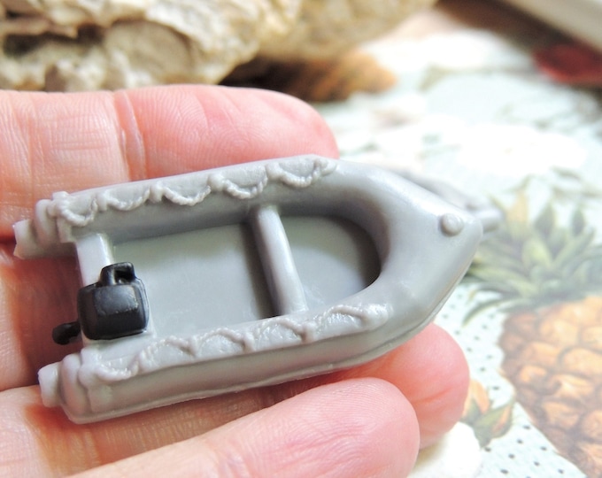 MINIATURE ZODIAC RAFT Inflatable Boat Figure Figurine Fairy Garden ...