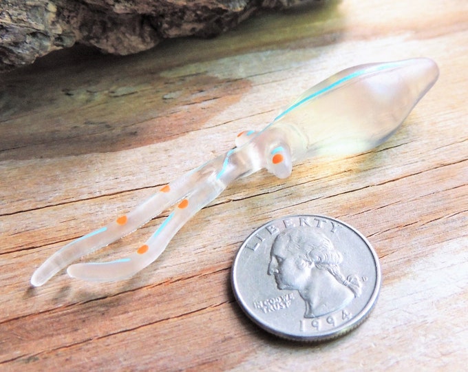 MINIATURE GLASS SQUID Deep Sea Creature Plastic Figure Figurine ...