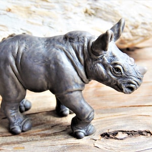 Large MINIATURE BABY RHINO Animals Figure Figurine Dollhouse Fairy ...