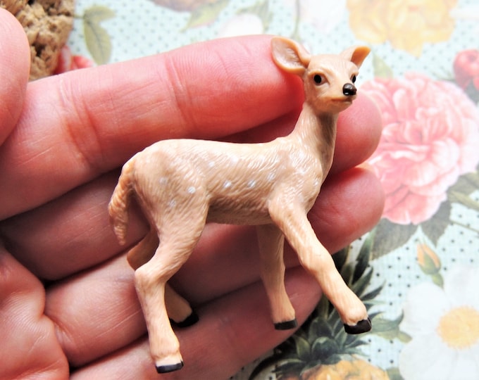 MINIATURE FAWN DEER Animal Figurine Miniatures Farm Animals Plastic ...
