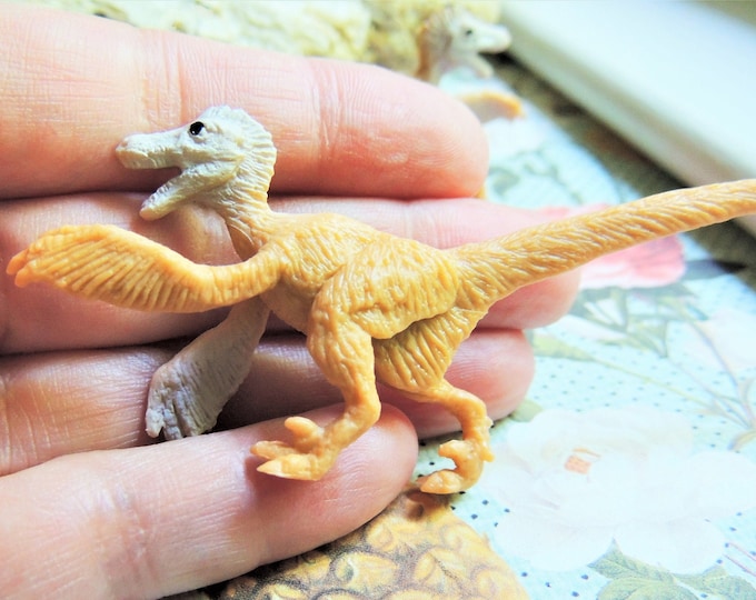 MINIATURE DINOSAUR RAPTOR Feathered Velociraptor Animal Figures ...
