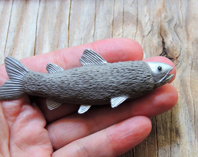 MINIATURE FURRY TROUT Fur-bearing Fish Plastic Cryptid Figure Figurine ...