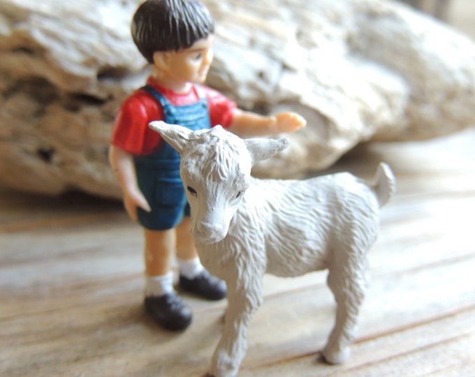 MINIATURE PEOPLE ANIMAL Figurines Little Boy Pygmy Goat Miniatures Mini ...
