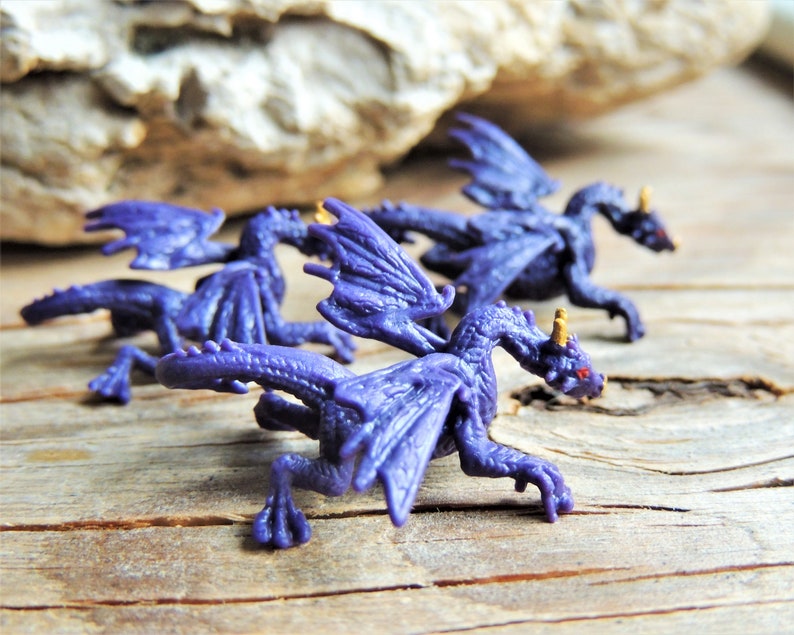 Tiny MINIATURE DRAGON Purple Mini Figurine Figures Fairy Garden ...