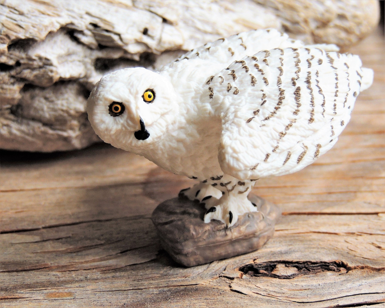 Large MINIATURE SNOWY OWL Bird Animals Figure Figurine Dollhouse Fairy ...