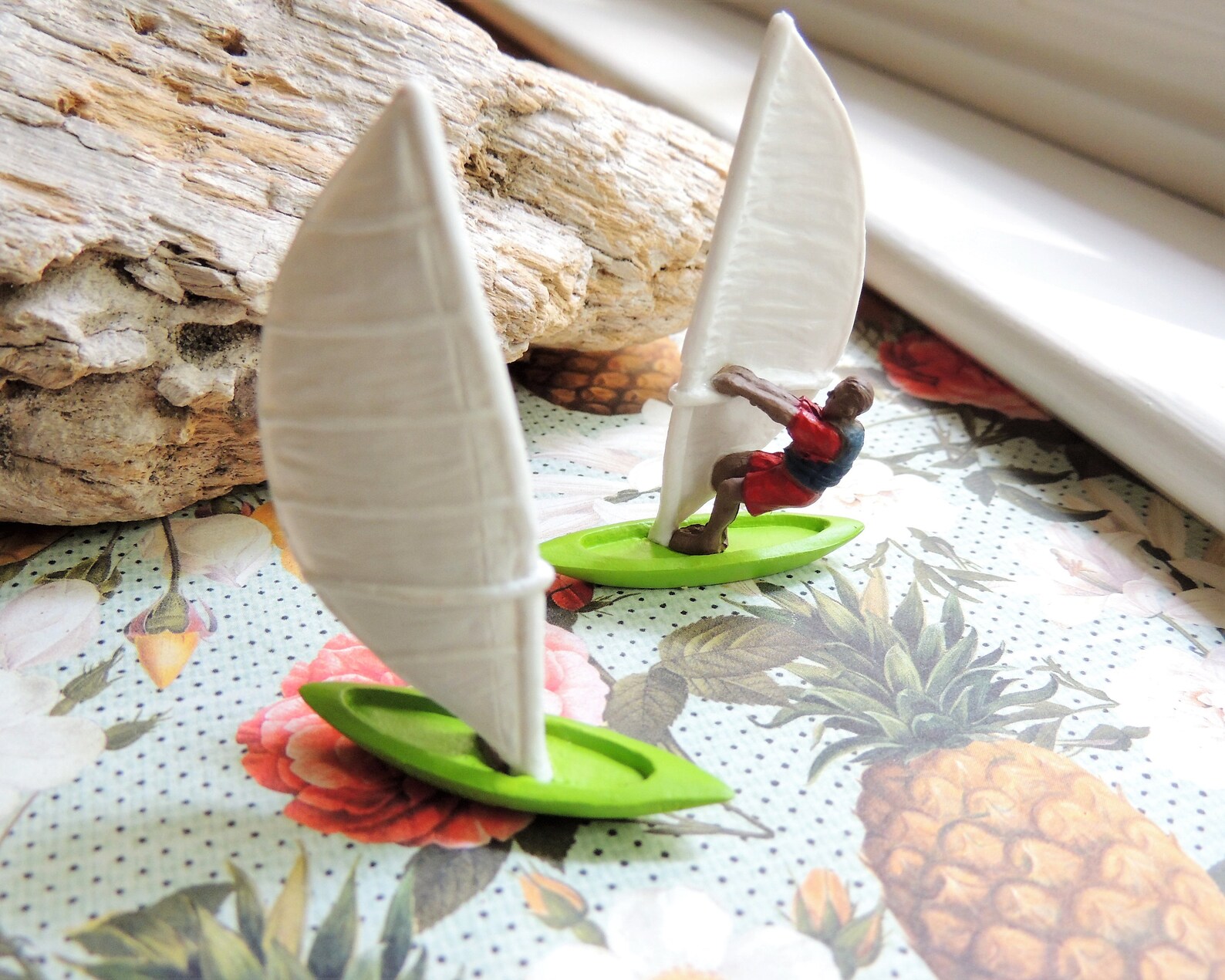 WIND SURFER MINIATURE Figure Figurine Fairy Garden Dollhouse Diorama ...
