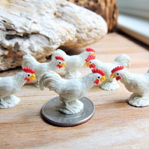 Tiny ROOSTER MINIATURE Farm Animals Figures Figurine Fairy Garden ...