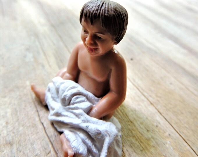 MINIATURE BABY W/white Blanket Person Figurine Plastic Figure Dollhouse ...