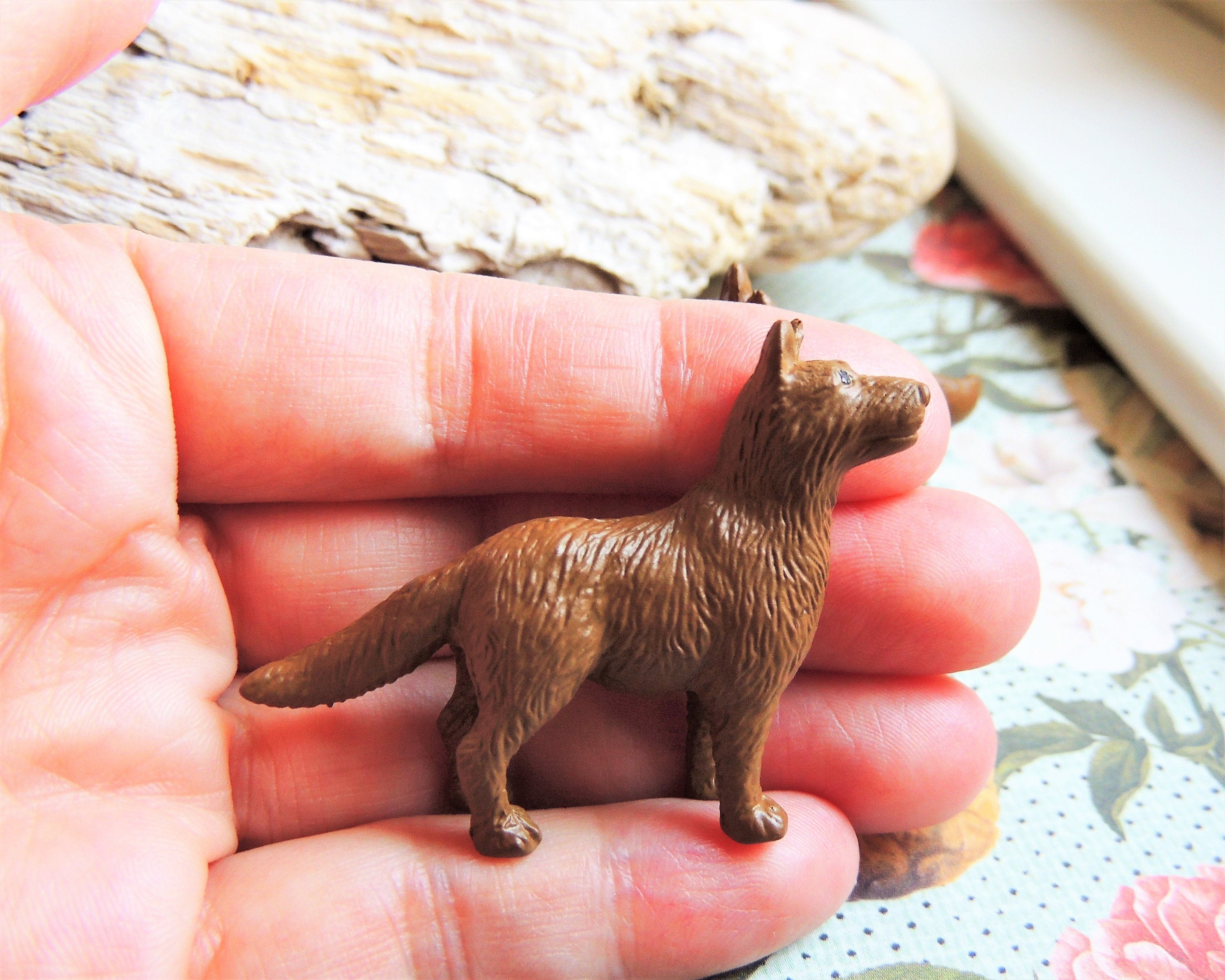 Dog MINIATURE FARM ANIMAL Figurines Figures Plastic Fairy Garden ...