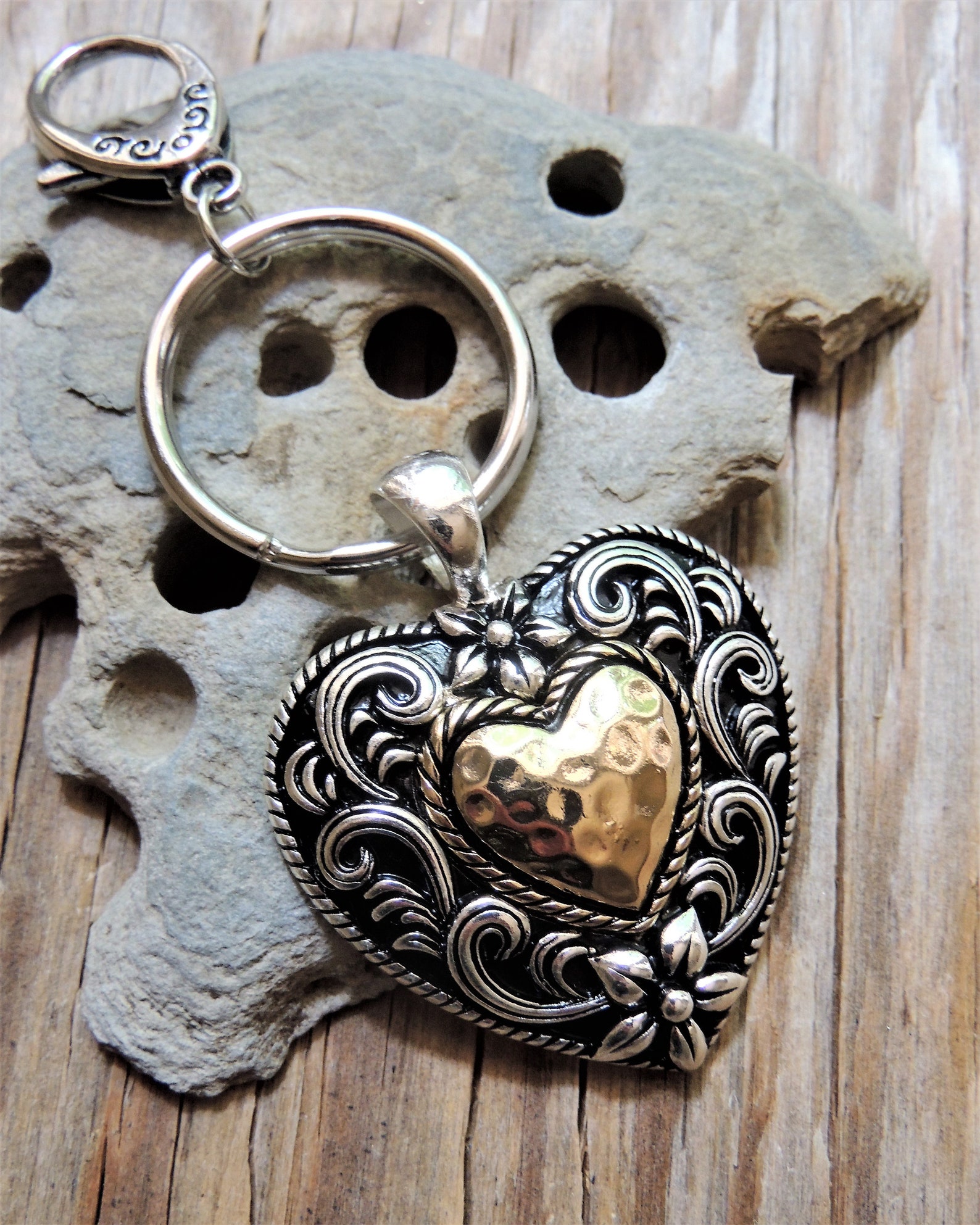 HEART KEYCHAIN Key Chain for Women Southwestern Ornate Key - Etsy