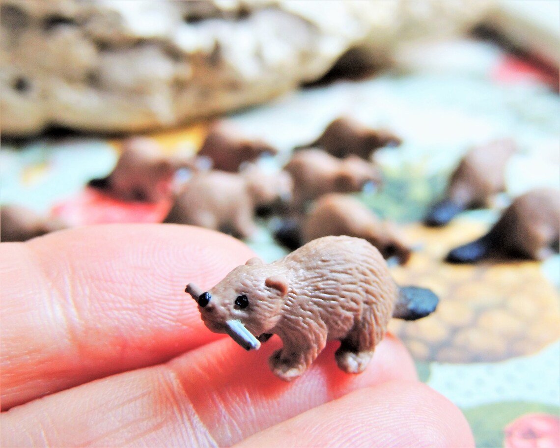 MINIATURE BEAVER Animals Figures Soft Figurines Fairy Garden - Etsy