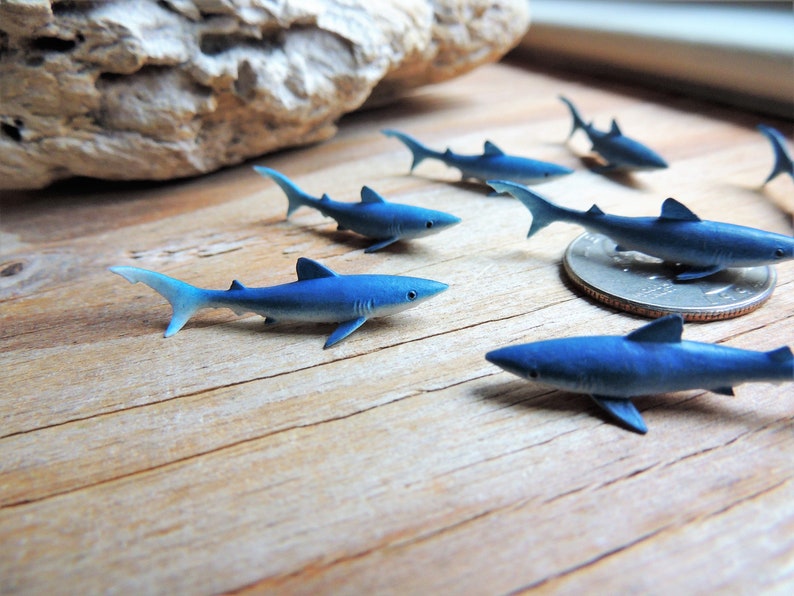 Tiny MINIATURE BLUE SHARK Animal Figurines Figures Dollhouse - Etsy