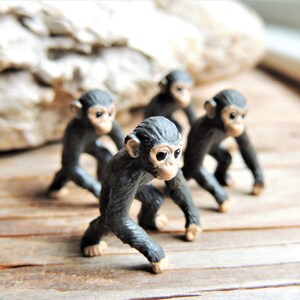 MINIATURE CHIMPANZEE: Tiny Animal Figurine CHIMP Figure Dollhouse Fairy ...
