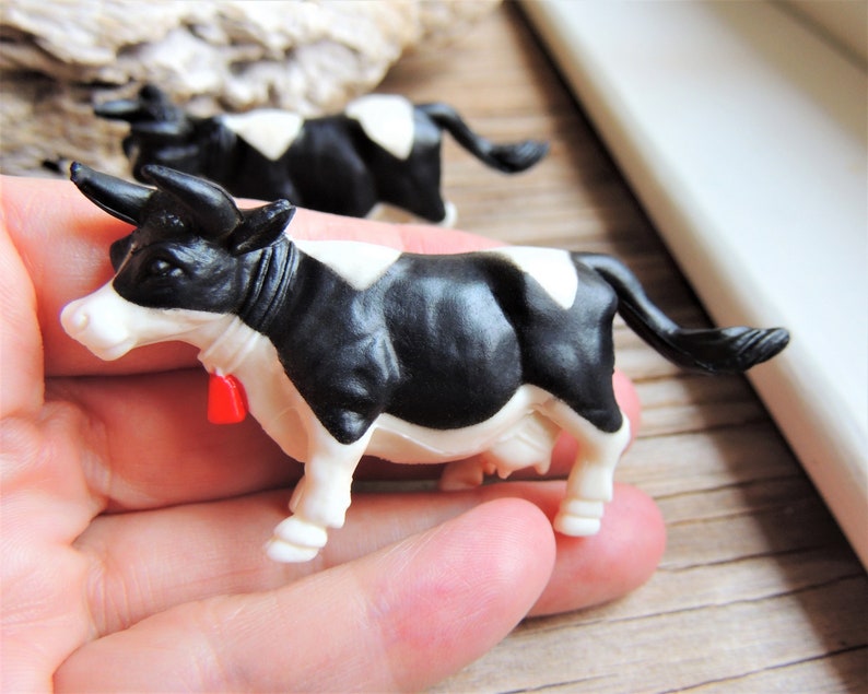Cow MINIATURE FARM ANIMAL Figurines Figures Black White | Etsy