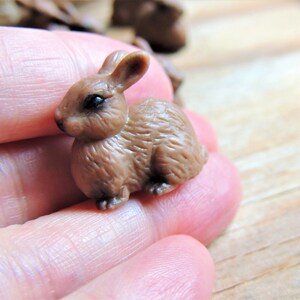 RABBIT MINIATURES Animal Figurines Mini Soft Farm Figures Dollhouse ...